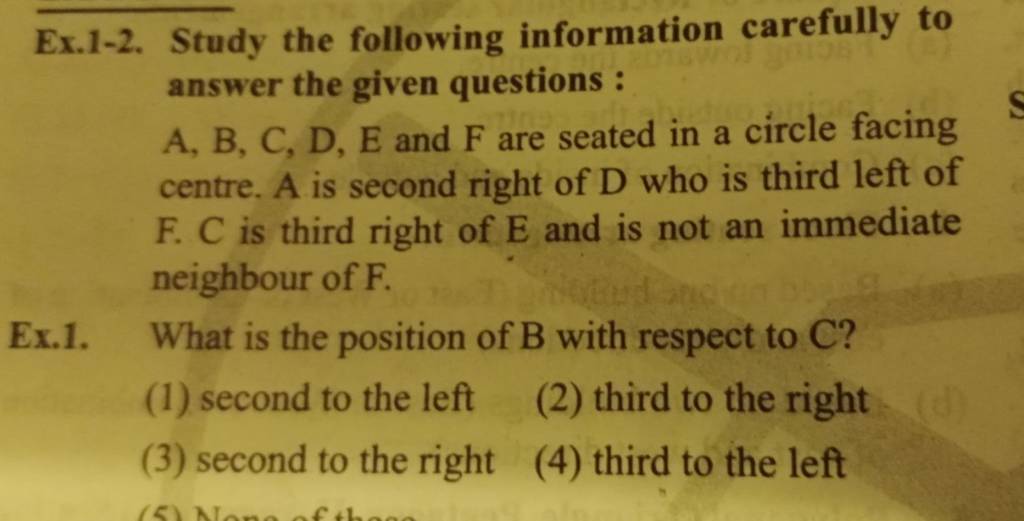 Ex.1-2. Study the following information carefully to answer the given que..
