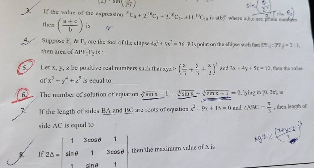 3. If the value of the expression 10C0 +2⋅10C1 +3⋅10C2 …+11⋅10C10 is a(b..