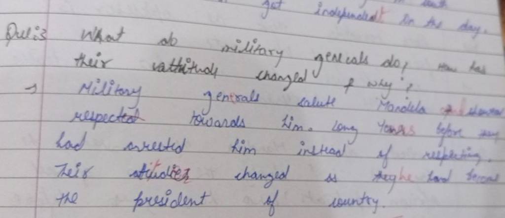 Quelis What do military nenecals do, the her their attithols changlad f w..