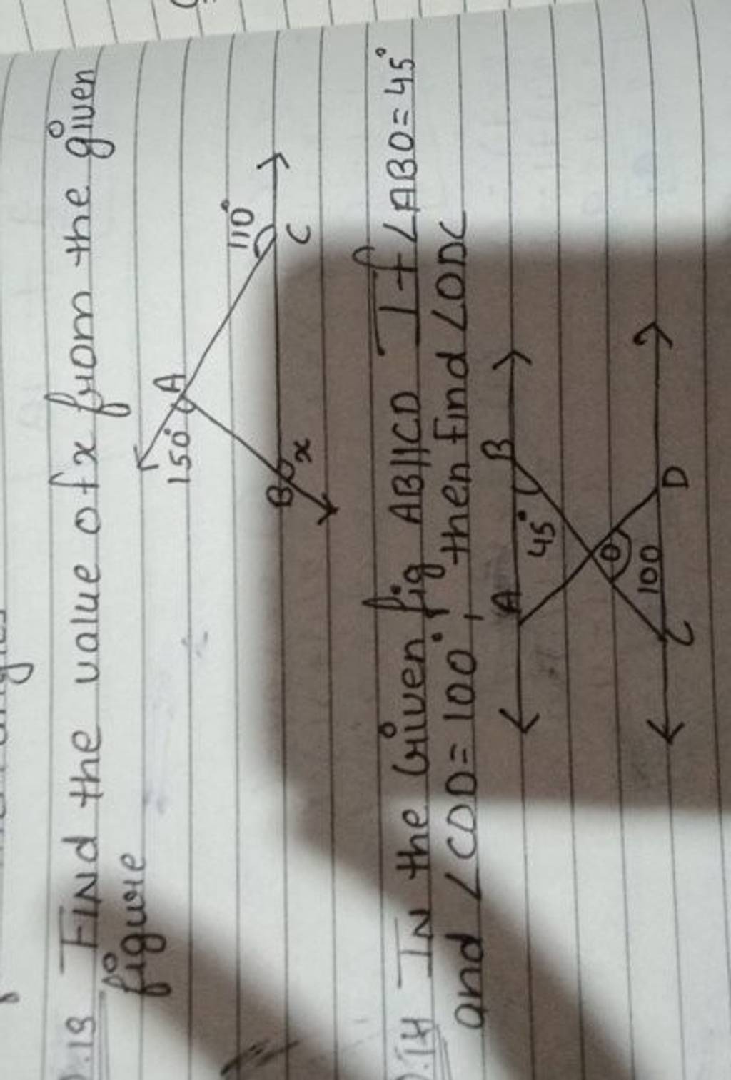 13 Find the value of x from the given figure If) IN the Given fig AB∥CD