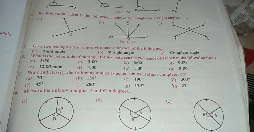2 By Observation Identify The Following Angles As Right Angles Or Strai