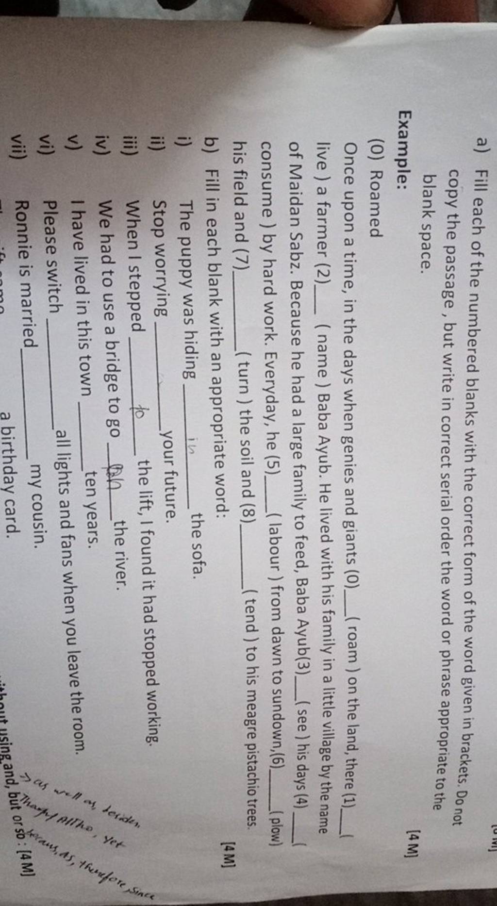 Fill each of the numbered blanks with the correct form of the word given..