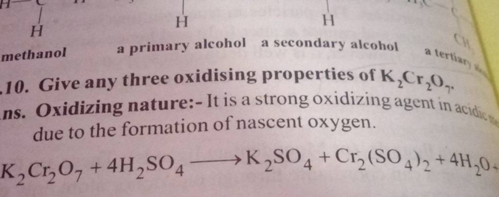 10 Give Any Three Oxidising Properties Of K2 Cr2 O7 Ns Oxidizing Natu