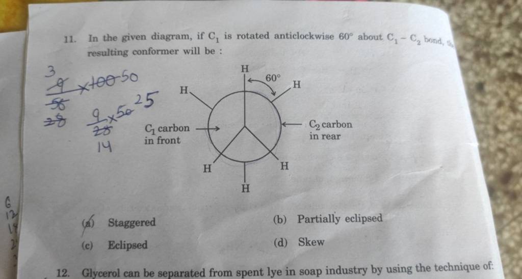 In the given diagram, if C1 is rotated anticlockwise 60∘ about C1 −C2 b..