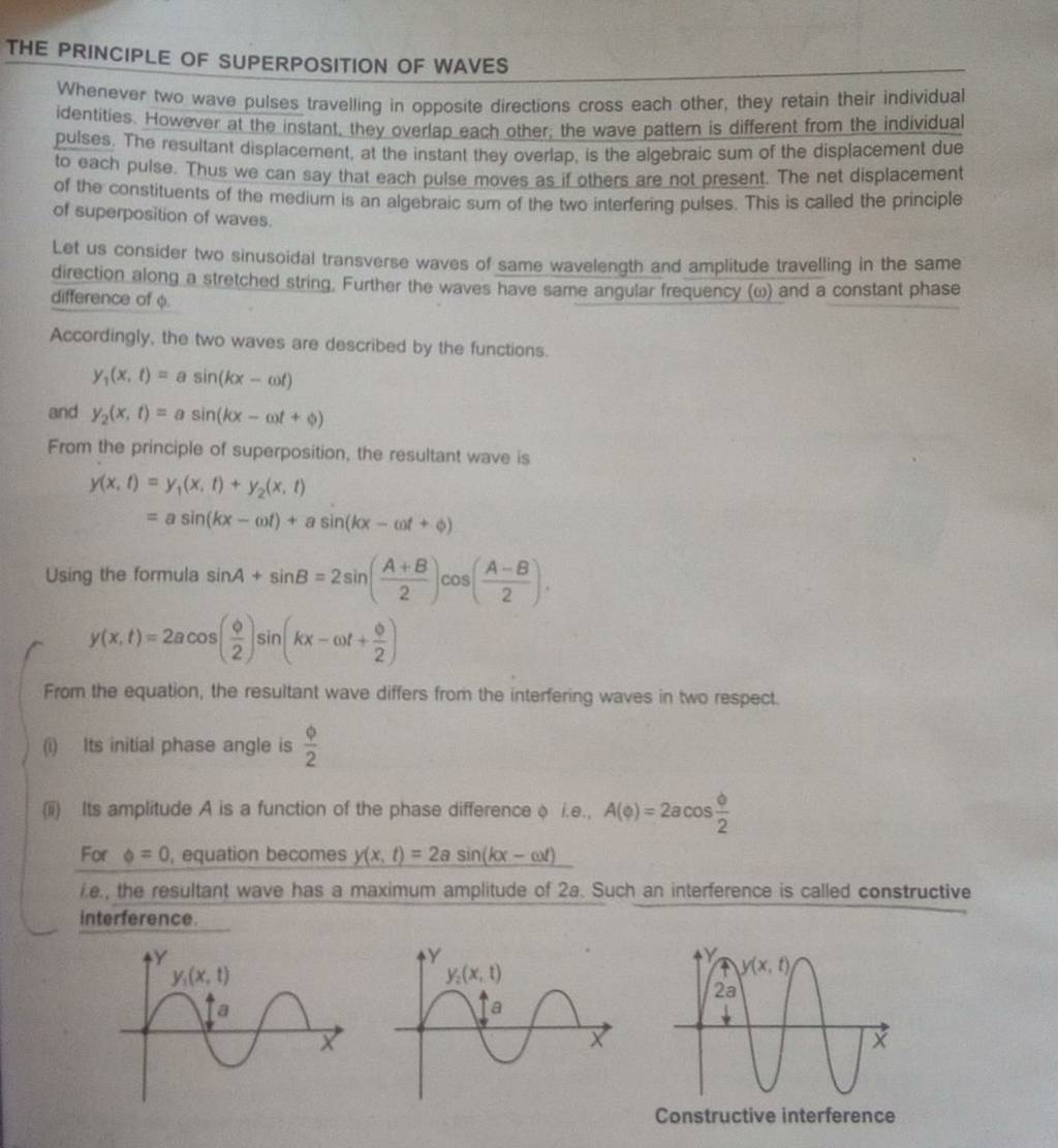 The Principle Of Superposition Of Waves Whenever Two Wave Pulses Travelli