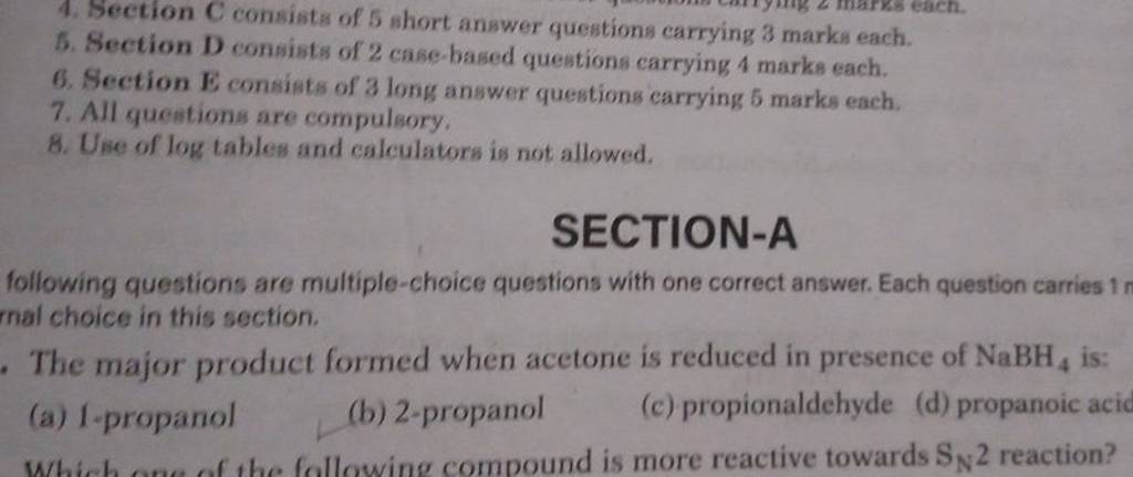 Section C consists of 5 short answer questions carrying 3 marks each. 5.
