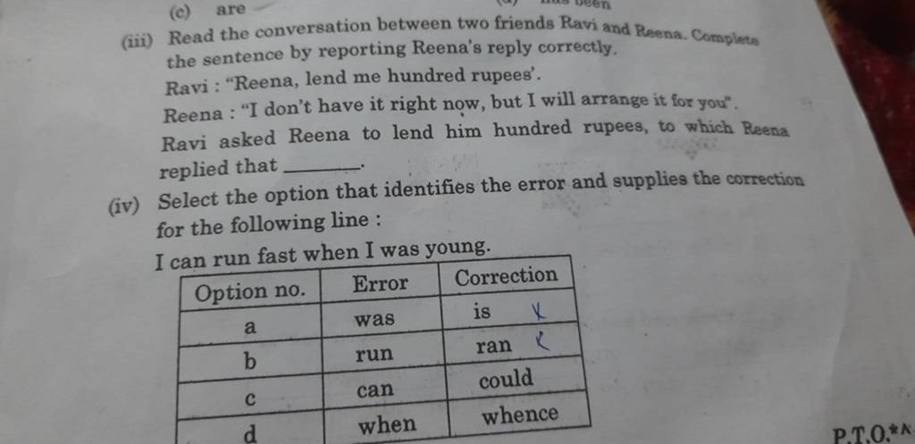 (c) are (iii) Read the conversation between two friends Ravi and Reena. C..