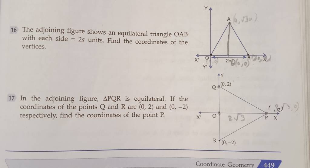 16 The adjoining figure shows an equilateral triangle OAB with each side
