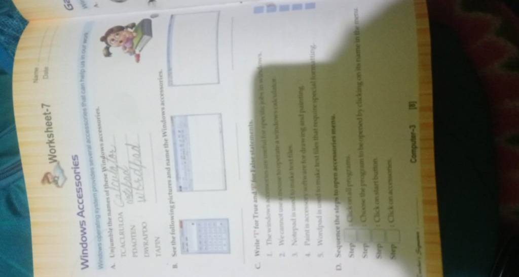 Worksheet-7 Date Windows Accessories Windows operating system provides se..