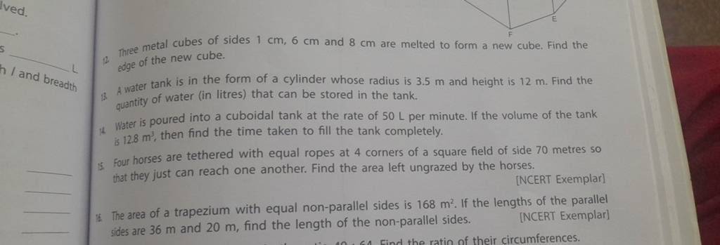 3. Three metal cubes of sides 1 cm,6 cm and 8 cm are melted to form a new..