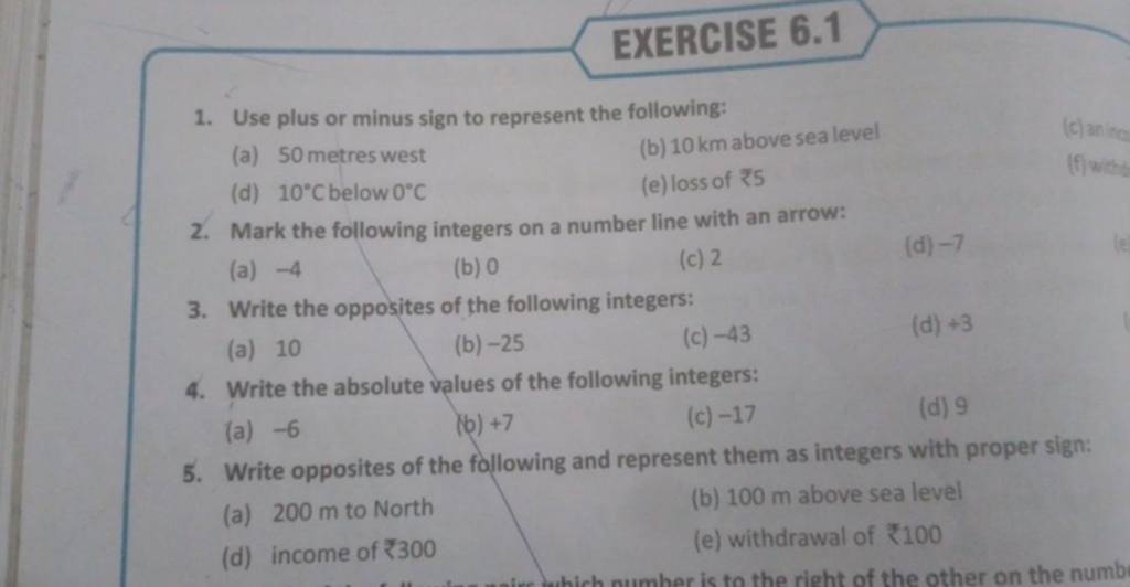 EXERCISE 6.1 1. Use plus or minus sign to represent the following: (a) 50..
