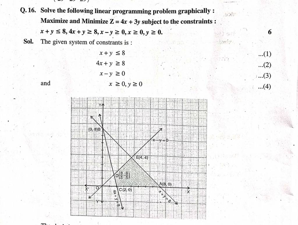 Q 16 Solve The Following Linear Programming Problem Graphically Maxim