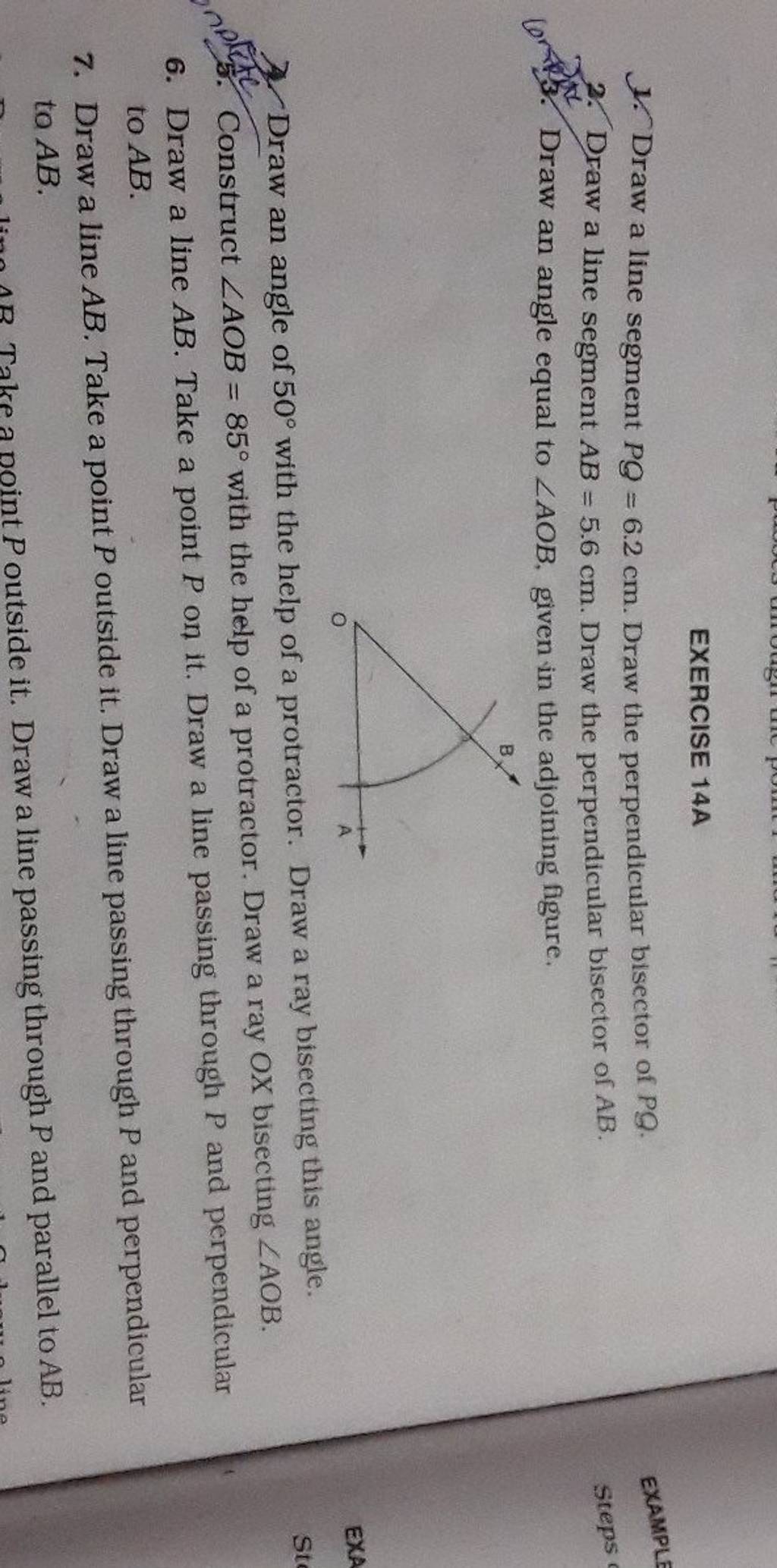 EXERCISE 14A 1. Draw a line segment PQ=6.2 cm. Draw the perpendicular bis..