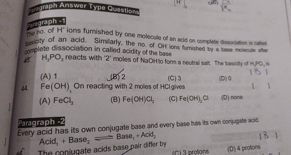 Fe(OH)3 On reacting with 2 moles of HCl gives | Filo