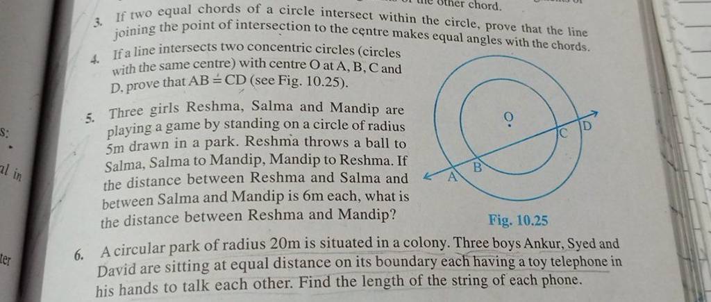 3. If two equal chords of a circle intersect within the circle, prove tha..