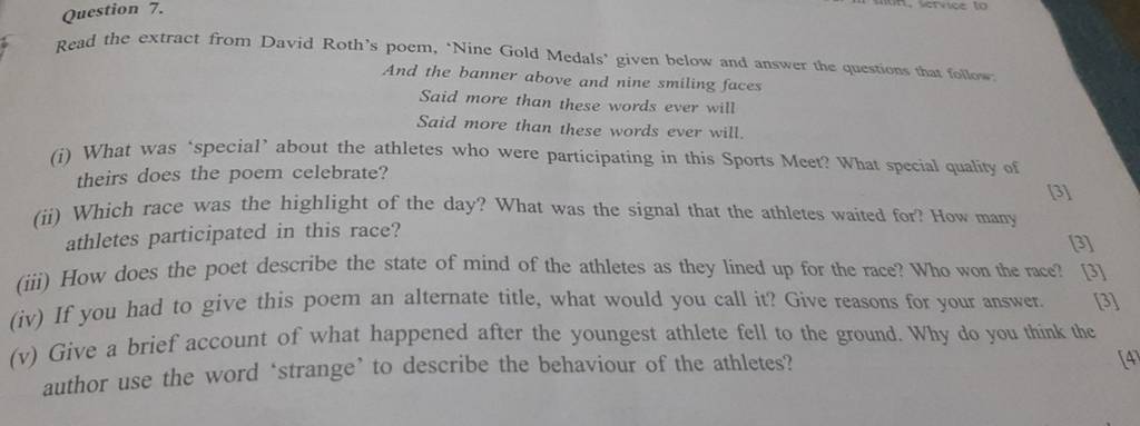 Question 7. Read the extract from David Roth's poem, 'Nine Gold Medals' g..
