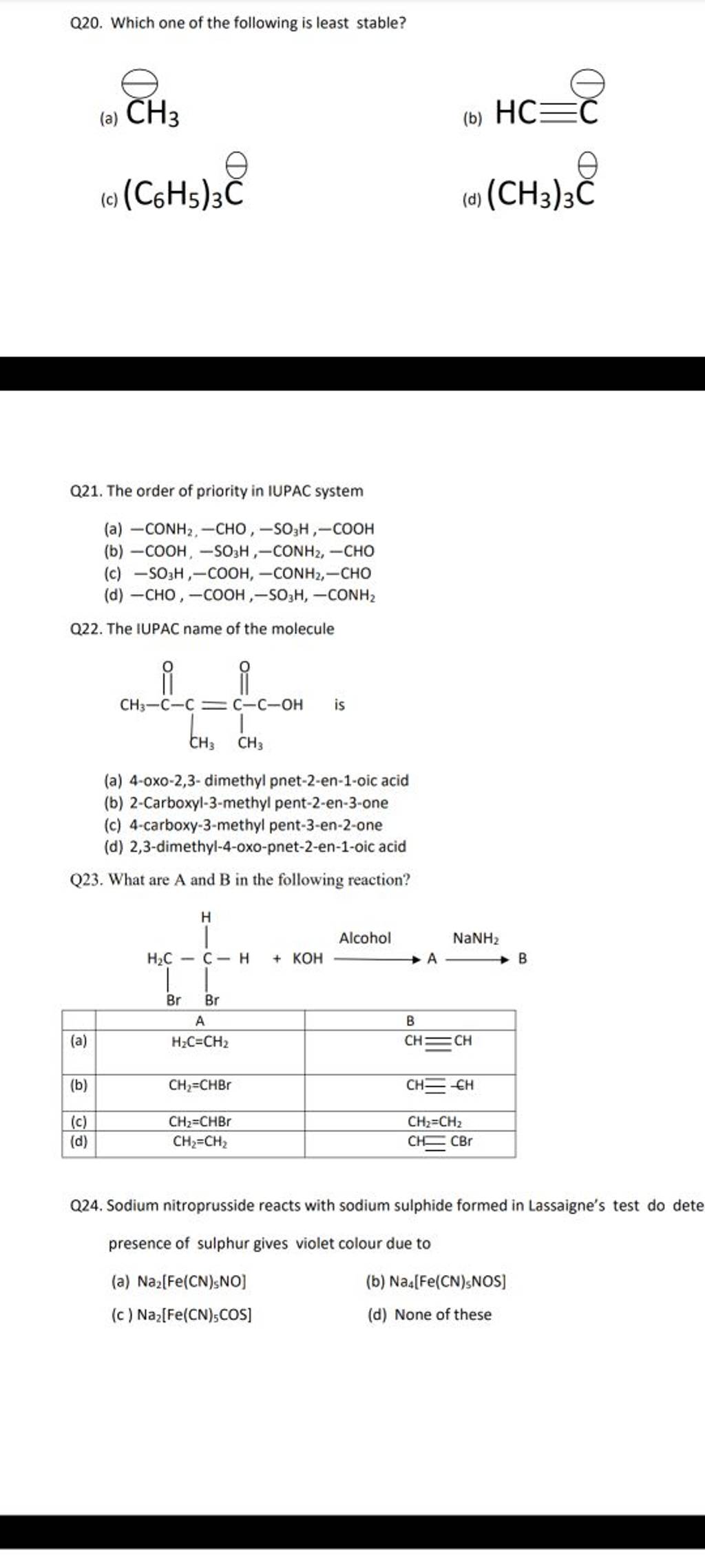 Q21 The Order Of Priority In Iupac System Filo