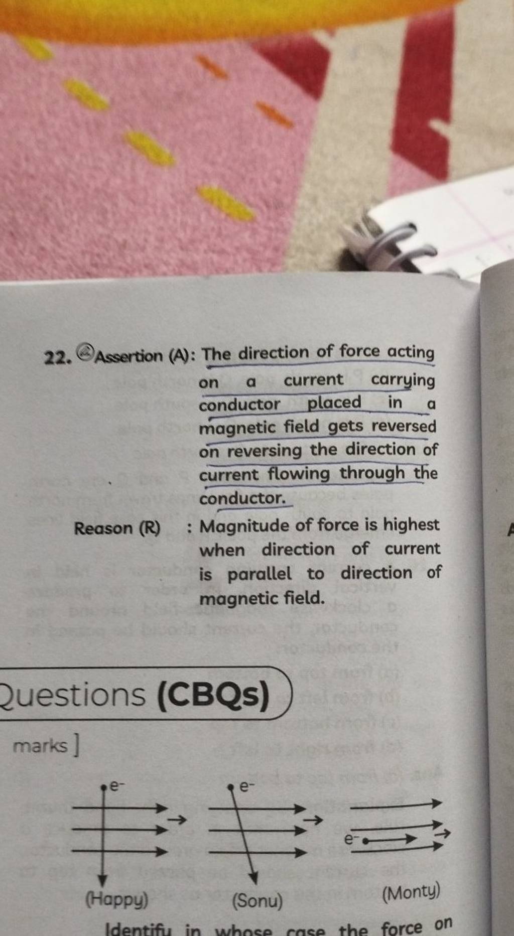 22 Assertion A The Direction Of Force Acting On A Current Carrying Co
