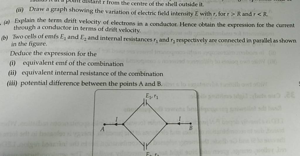 (ii) Draw a graph showing the variation of electric field intensity E wit..