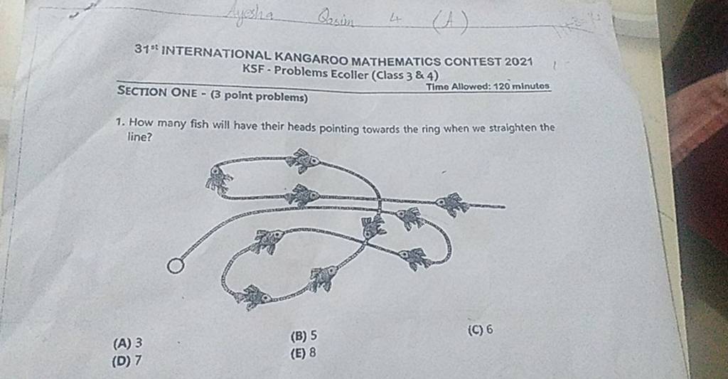 31: INTERNATIONAL KANGAROO MATHEMATICS CONTEST 2021 KSF - Problems Ecolie..
