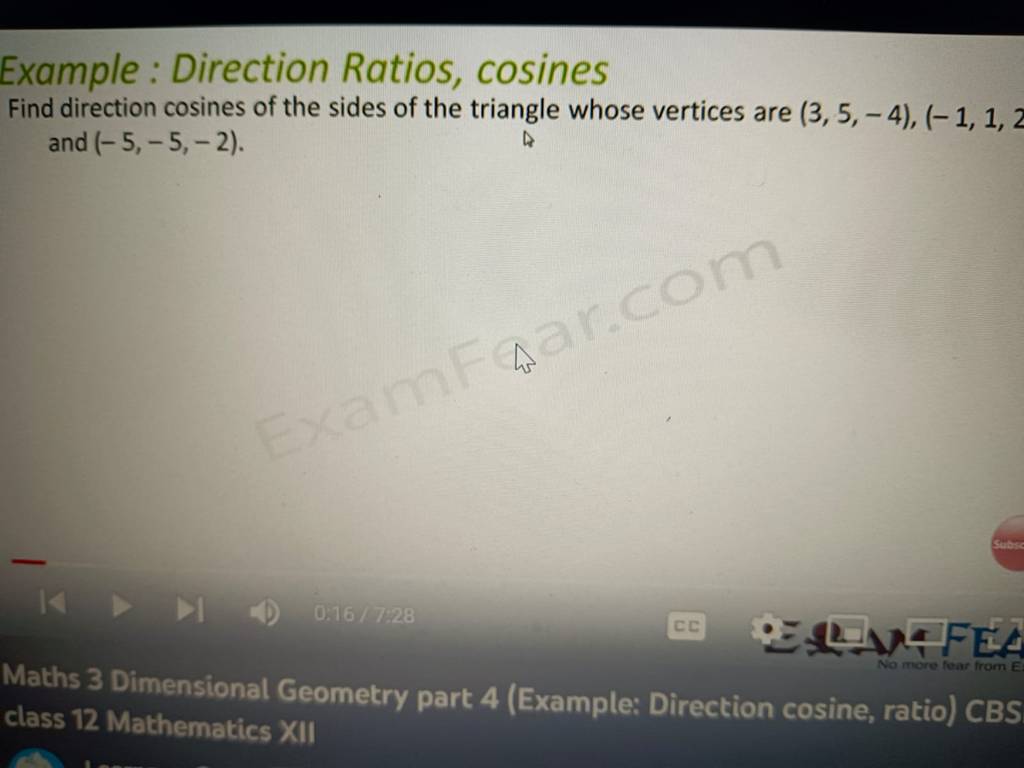 Example: Direction Ratios, cosines Find direction cosines of the sides of.. Example: Direction Ratios, cosines Find direction cosines of the sides of..