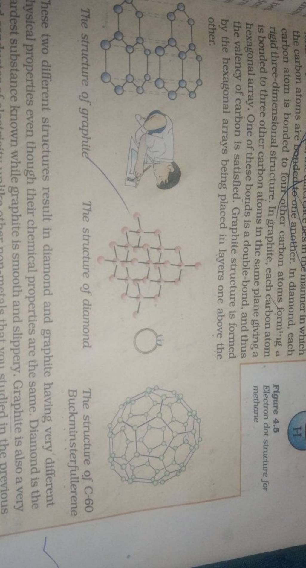 the carbon atoms are bordedto one another. In diamond, each carbon atom i..