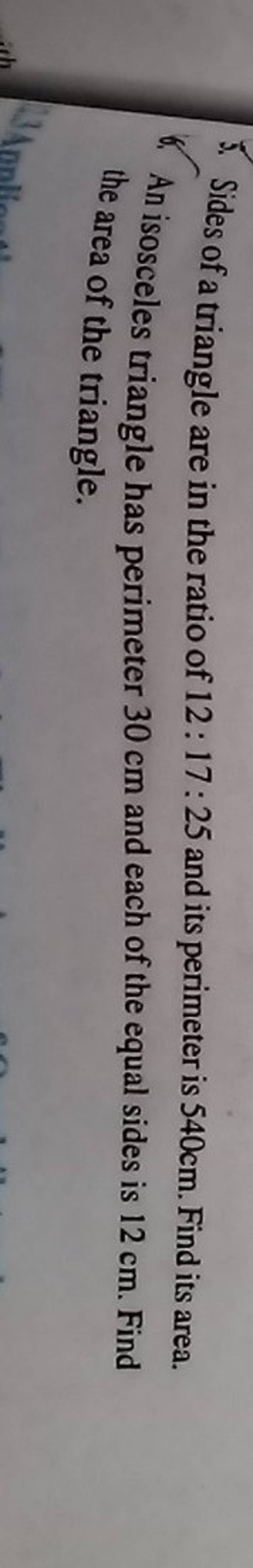 5 Sides Of A Triangle Are In The Ratio Of 12 17 25 And Its Perimeter Is 5 Sides Of A Triangle Are In The Ratio Of 12 17 25 And Its Perimeter Is
