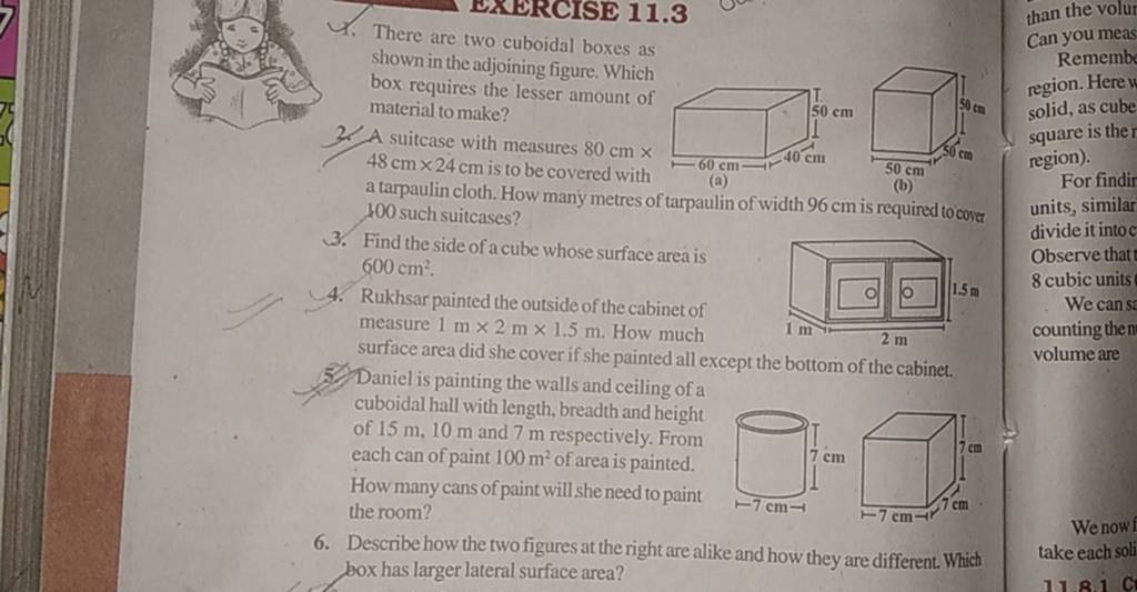1. There are two cuboidal boxes as shown in the adjoining figure. Which b..