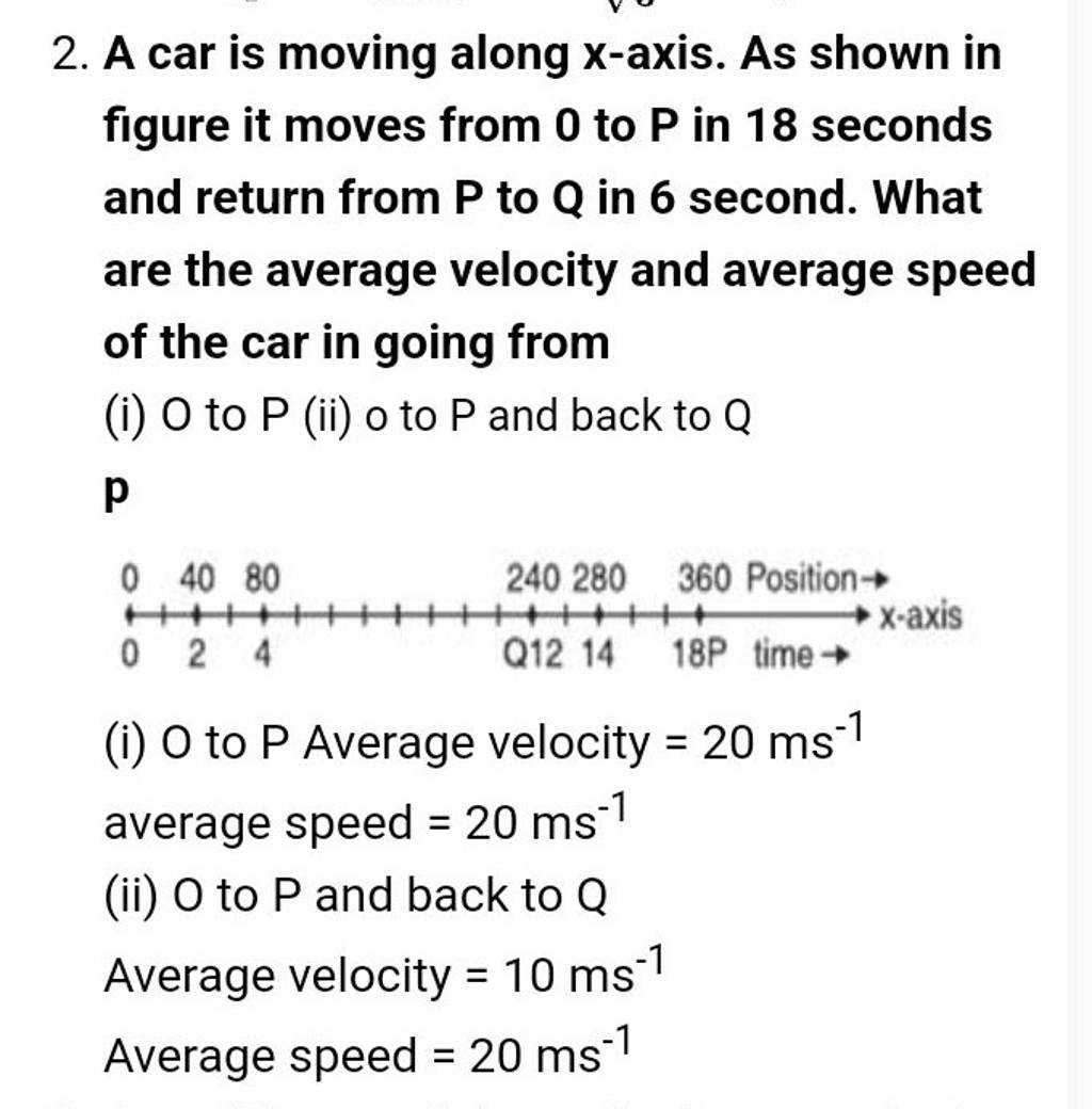 2. A car is moving along x-axis. As shown in figure it moves from 0 to P