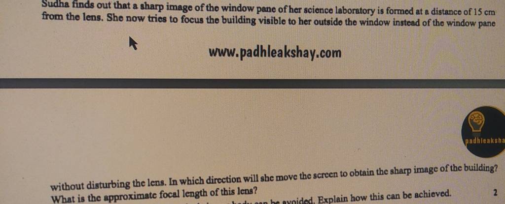 Sudha finds out that a sharp image of the window pane of her science labo..