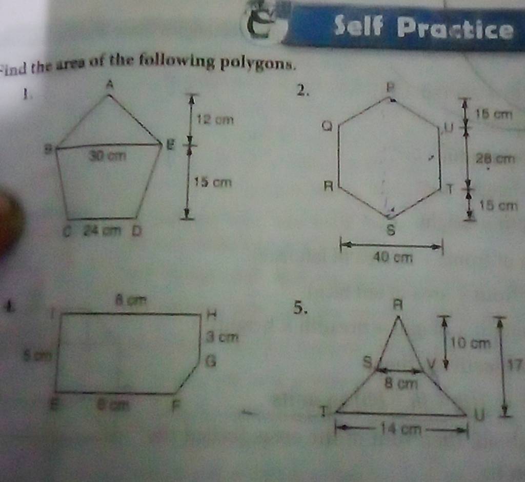 Find the area of the following polygons. 2. 5. | Filo