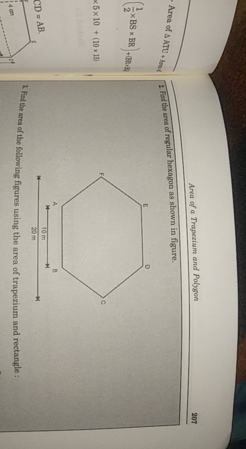 Area of ATU+ Aread 2. Find the area of regular hexagon as shown in figur..
