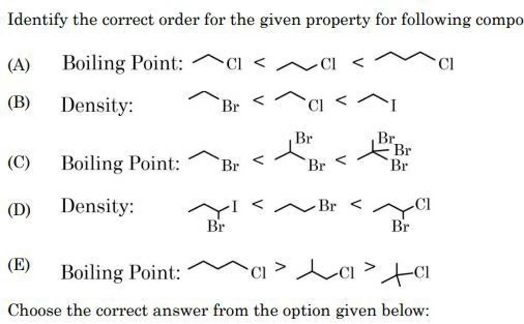 Identify The Correct Order For The Given Property For Following Compo identify-the-correct-order-for-the-given-property-for-following-compo
