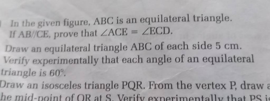 In The Given Figure Abc Is An Equilateral Triangle If Ab Ce Prove Tha