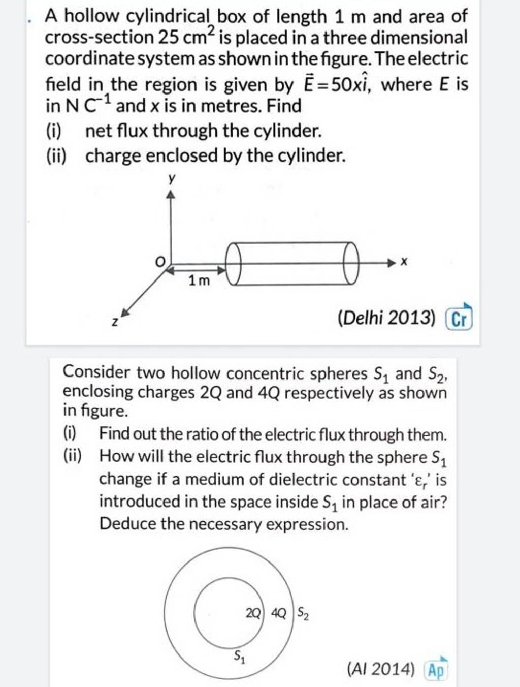 A hollow cylindrical box of length 1 m and area of cross-section 25 cm2 i..