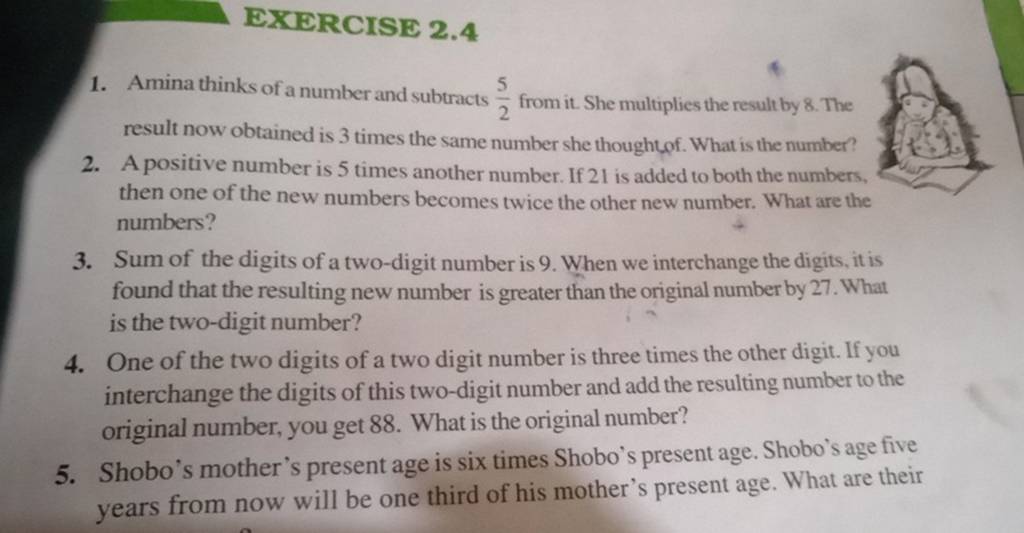 Exercise 2 4 1 Amina Thinks Of A Number And Subtracts 25 From It She M
