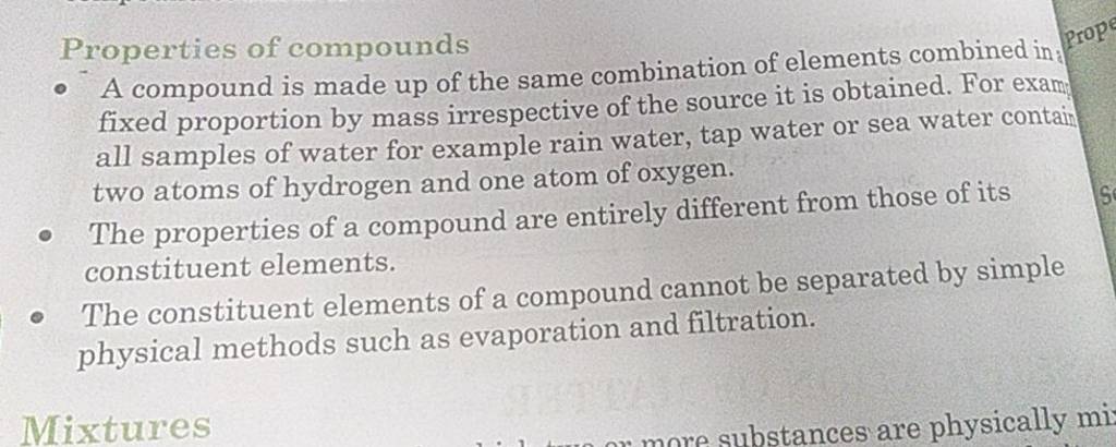 - A compound is made up of the same combination of elements combined in..