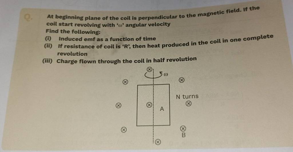 At beginning plane of the coil is perpendicular to the magnetic field. If..