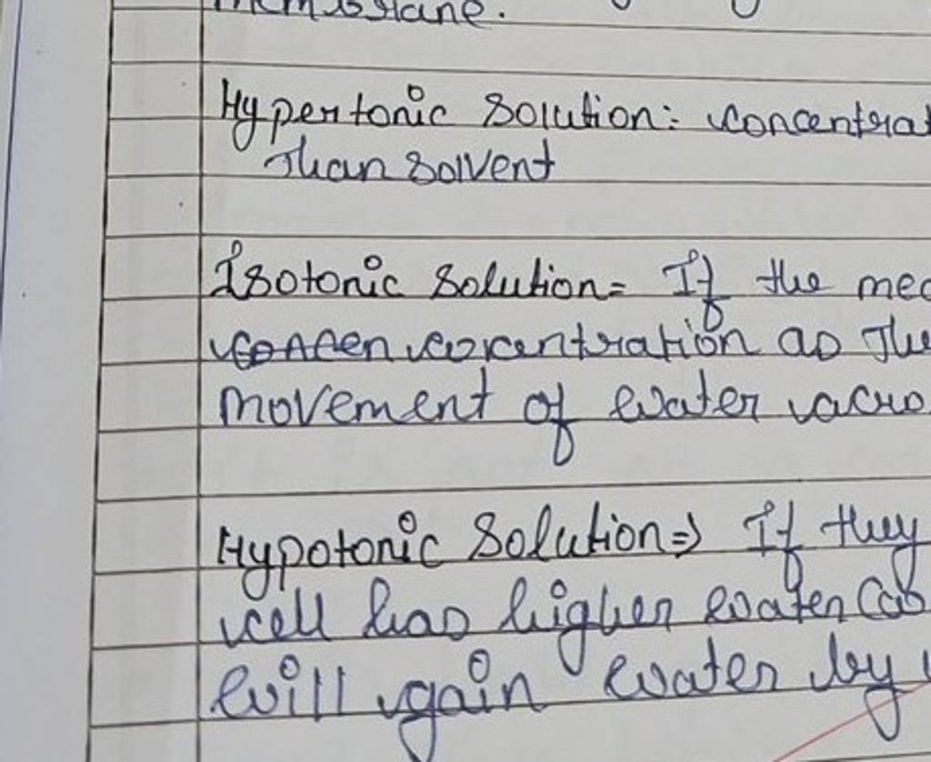 Hypertonic solution: Concentra tian solvent Isotoric solution = If the me..