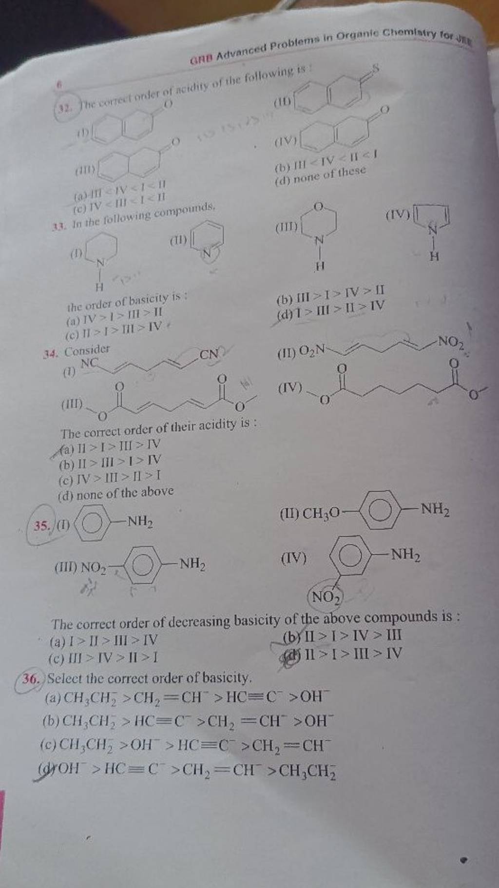 Seleet the correct order of basicity. | Filo