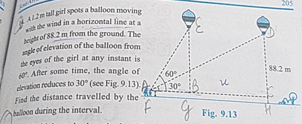 16. A 1.2 m tall girl spots a balloon moving with the wind in a horizonta..