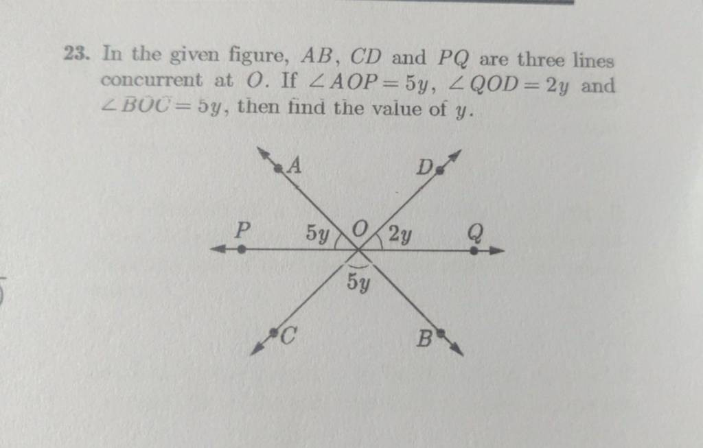 23 In The Given Figure Ab Cd And Pq Are Three Lines Concurrent At O If