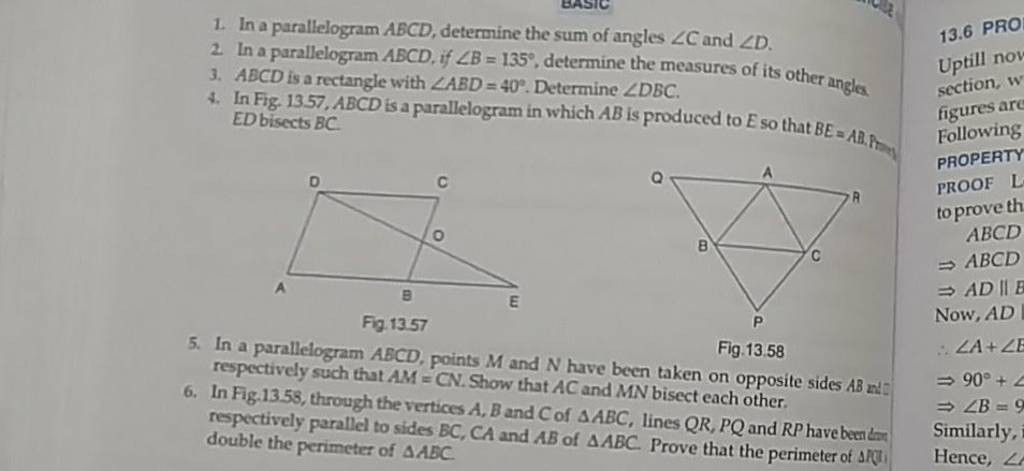 1 In A Parallelogram Abcd Determine The Sum Of Angles ∠c And ∠d 2 In