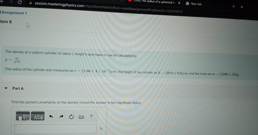 Assignment 1 session.masteringphysics.com/myct/itemView?offset=next\&assi..