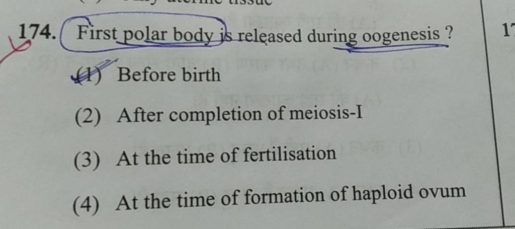 First polar body is released during oogenesis? | Filo