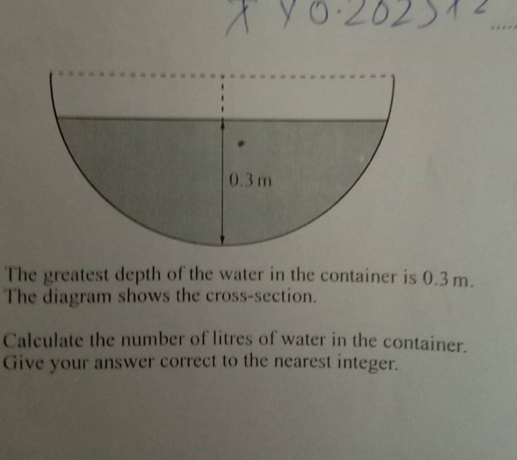 The greatest depth of the water in the container is 0.3 m. The diagram sh..