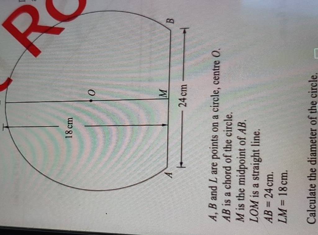 A,B and L are points on a circle, centre O. AB is a chord of the circle.