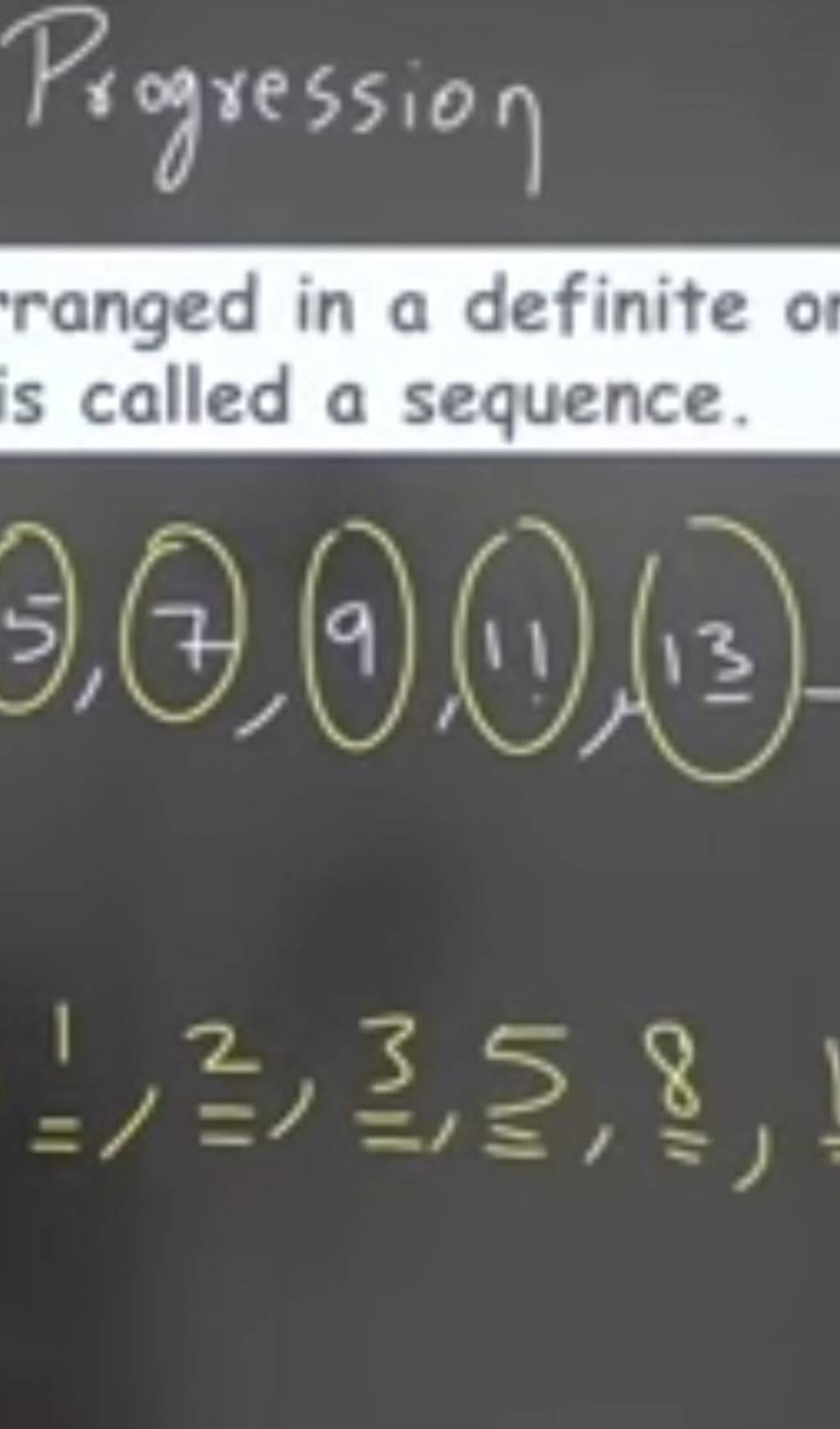 Progression ranged in a definite o is called a sequence. 5),(7), (9) (11)..