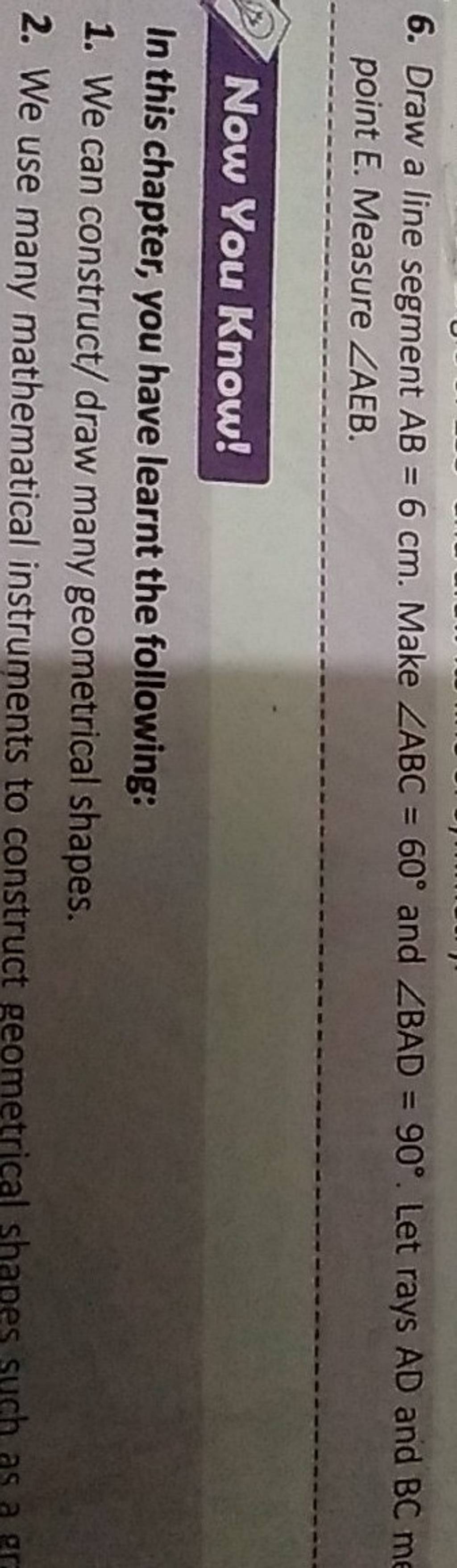 6. Draw a line segment AB=6 cm. Make ∠ABC=60∘ and ∠BAD=90∘. Let rays AD a..