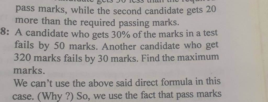 pass marks, while the second candidate gets 20 more than the required pas..